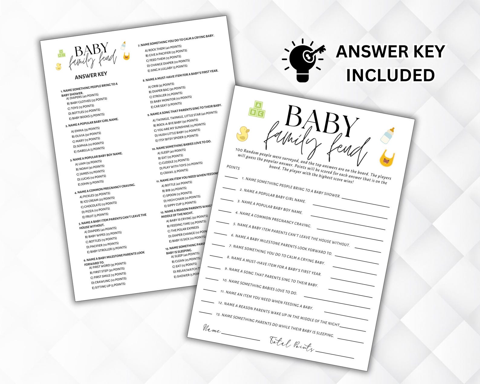 Baby Family Feud | Baby Shower Games Printable | Family Feud Game ...