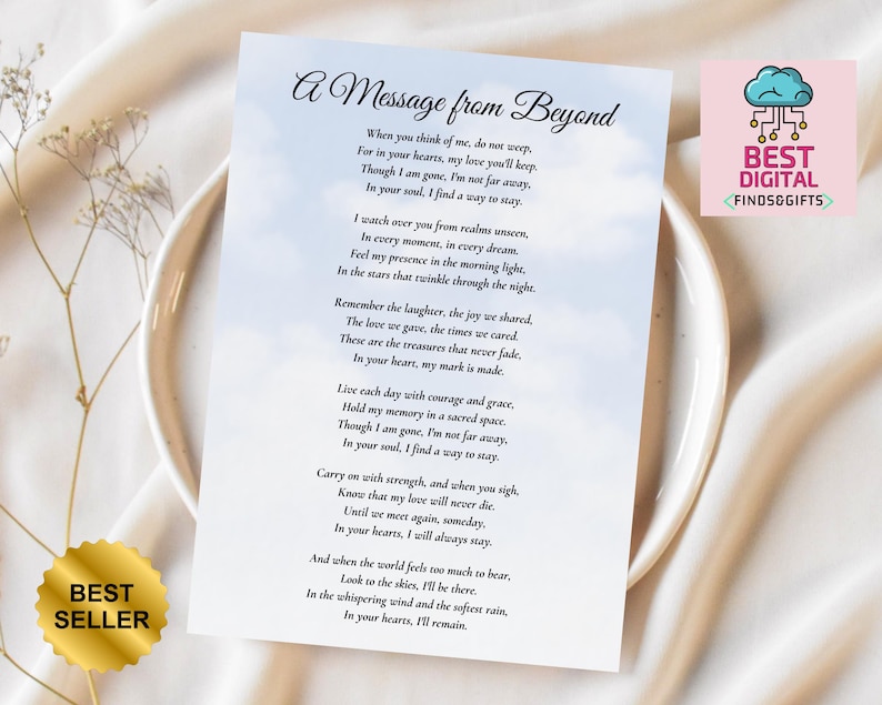A Message From Beyond, Funeral Poem, Grief and Sorrow Poem,bereavement ...