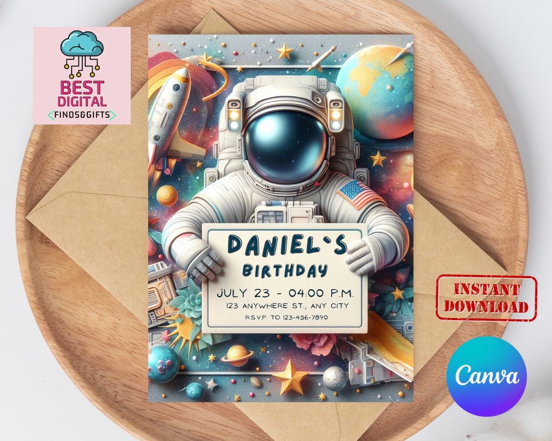 Editable Planet Birthday Invitation. Outer Space Invitation. Space ...