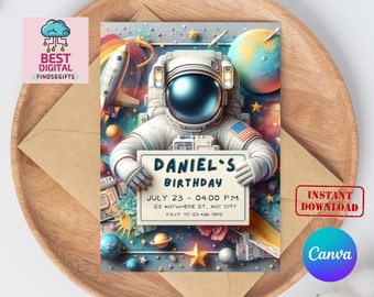 Editable Planet Birthday Invitation, Outer Space Theme (digital) - Etsy