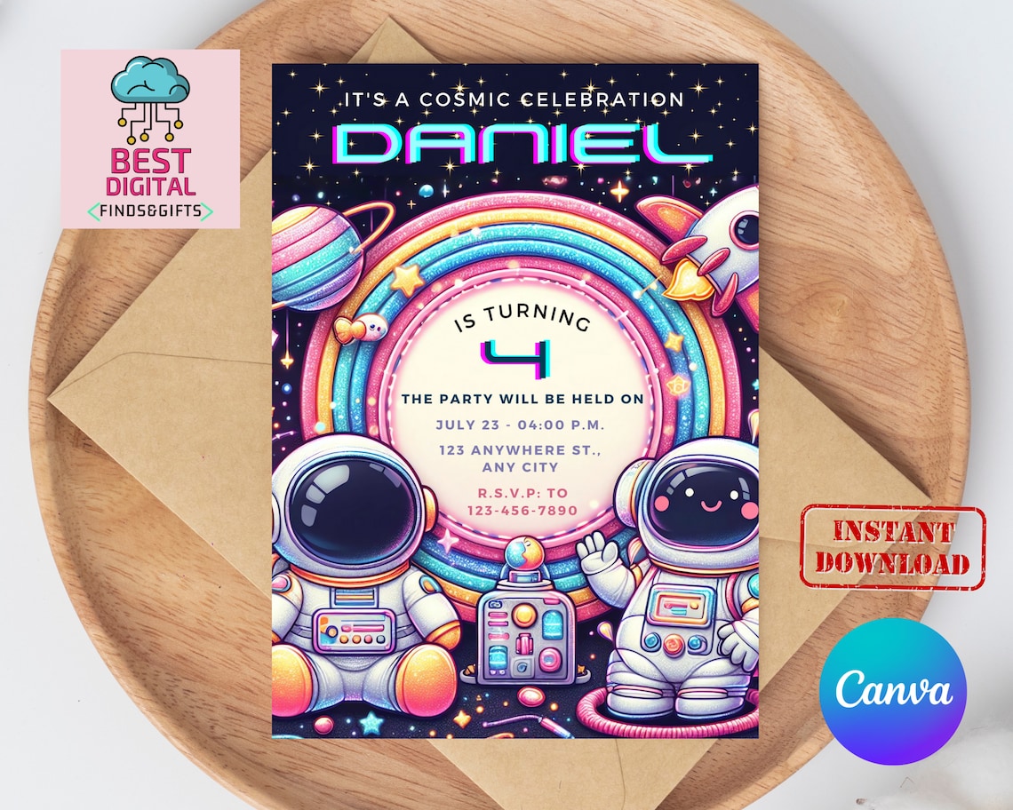 Editable Planet Birthday Invitation. Outer Space Invitation. Space ...