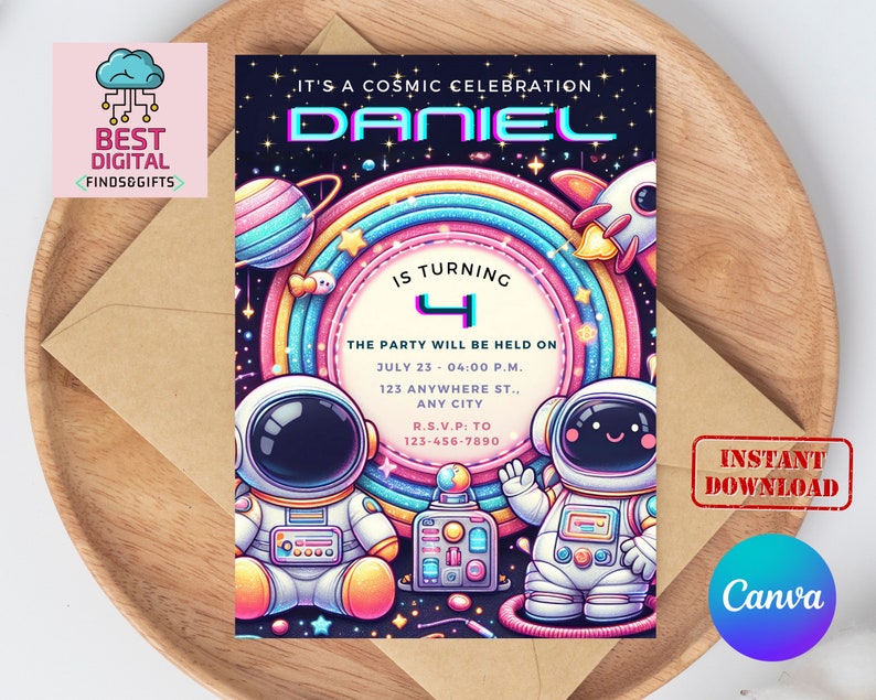 Editable Planet Birthday Invitation. Outer Space Invitation. Space ...