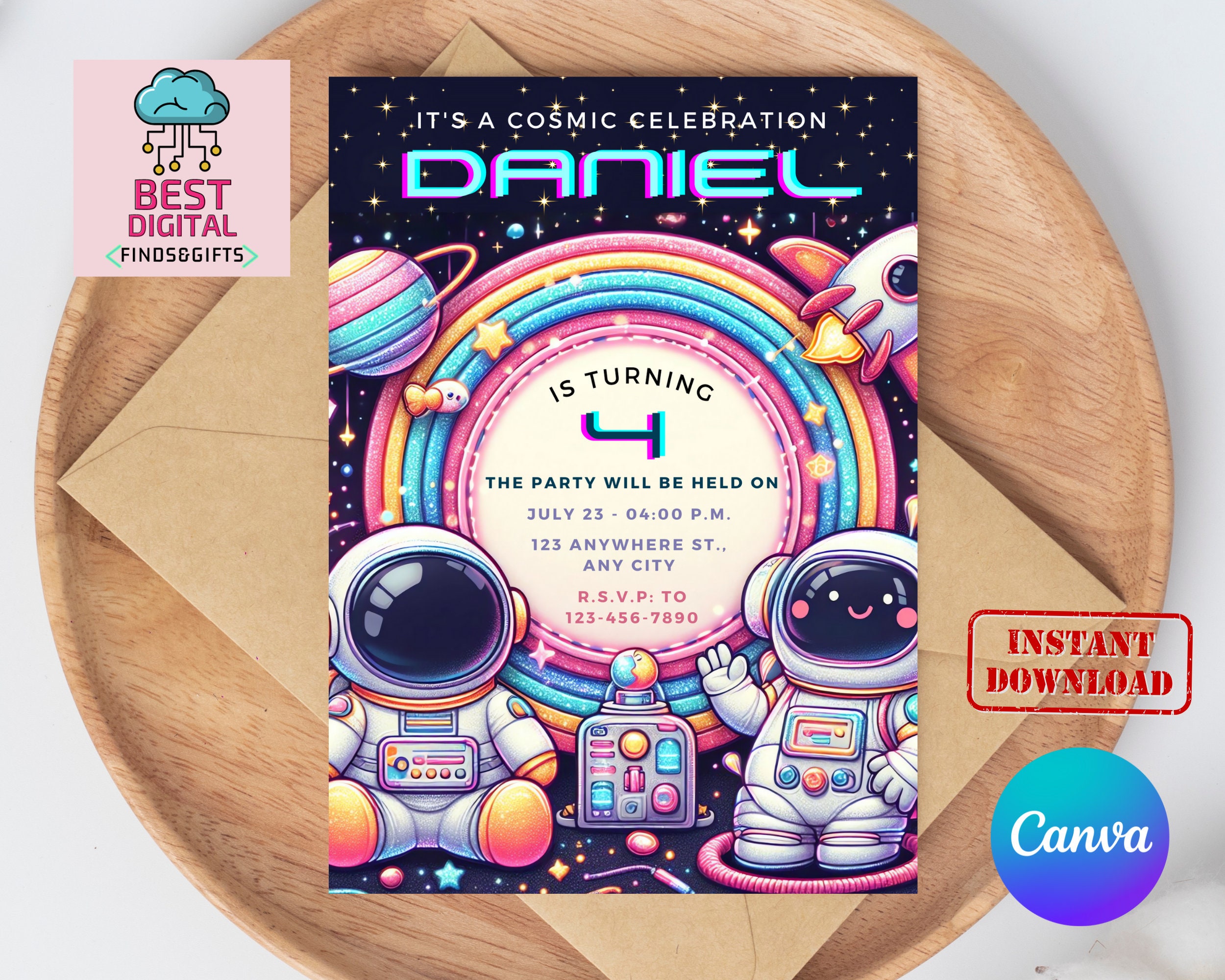 Editable Planet Birthday Invitation. Outer Space Invitation. Space ...