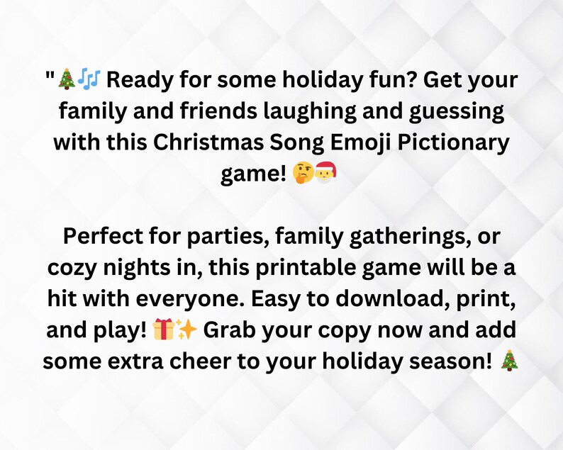 Christmas Emoji Pictionary Game, Christmas Printable Game, Holiday ...