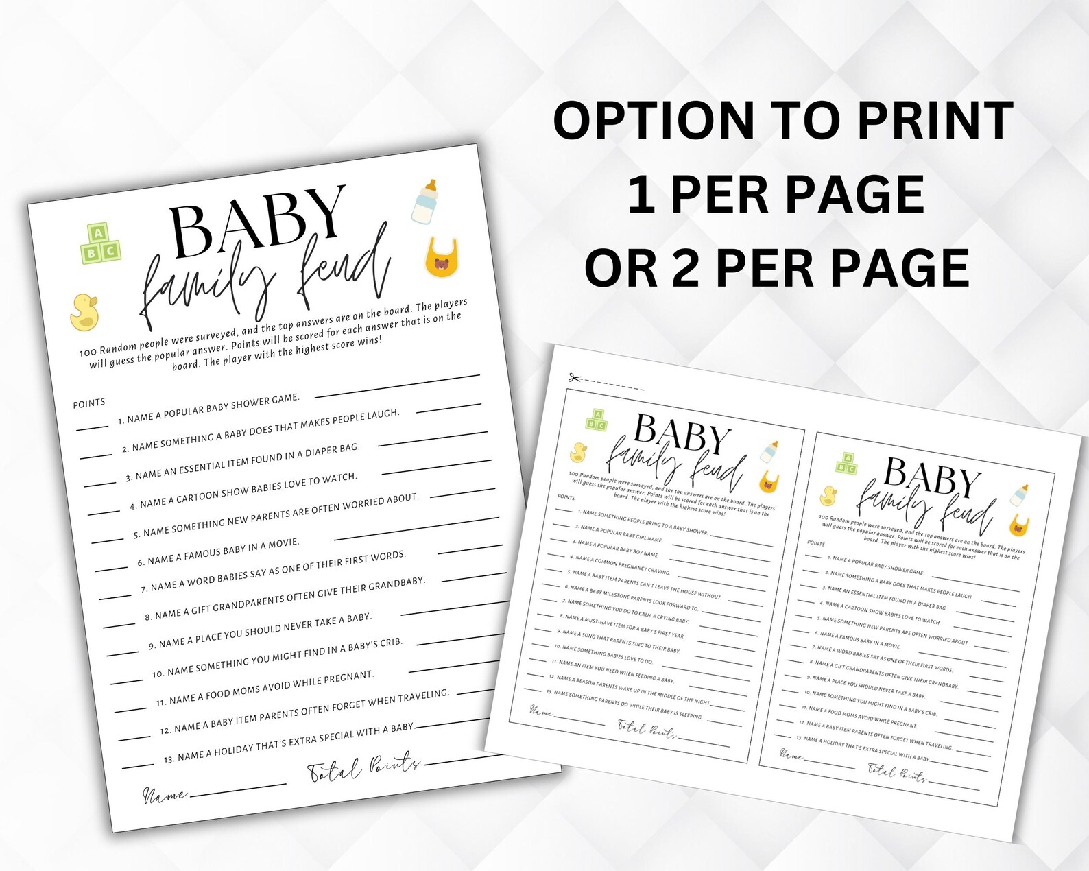 Baby Family Feud | Baby Shower Games Printable | Family Feud Game ...