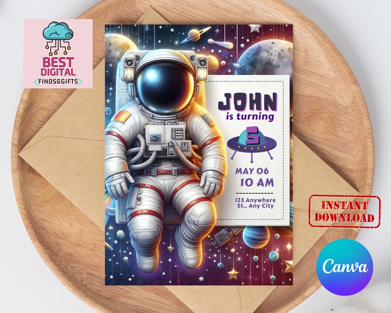 Editable Planet Birthday Invitation. Outer Space Invitation. Space ...