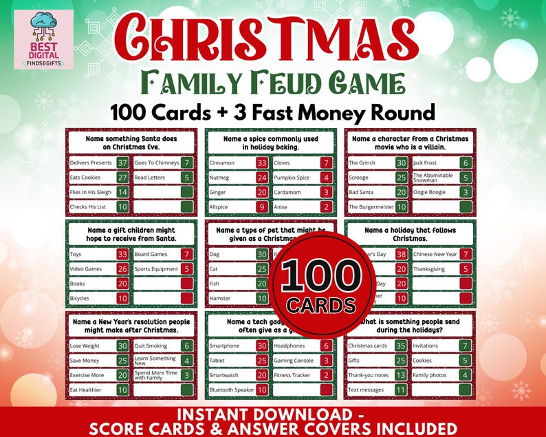 Christmas Friendly Feud Game, Printable Christmas Game, Christmas Party ...