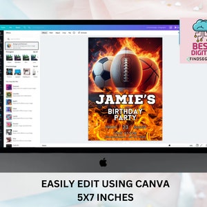 Editable Sports Invitation, Fire Sports Invites, Neon Sports Flyer ...