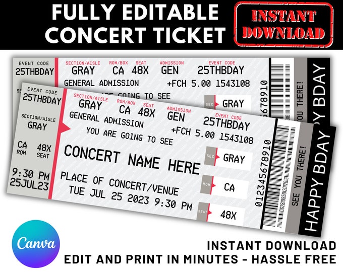 Fake 'ticketmaster' Concert/party Ticket Template Download ILLUSTRATOR ...