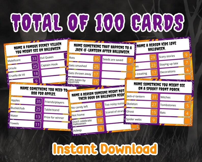 Halloween Friendly Feud Game | Printable Halloween Game | Halloween ...