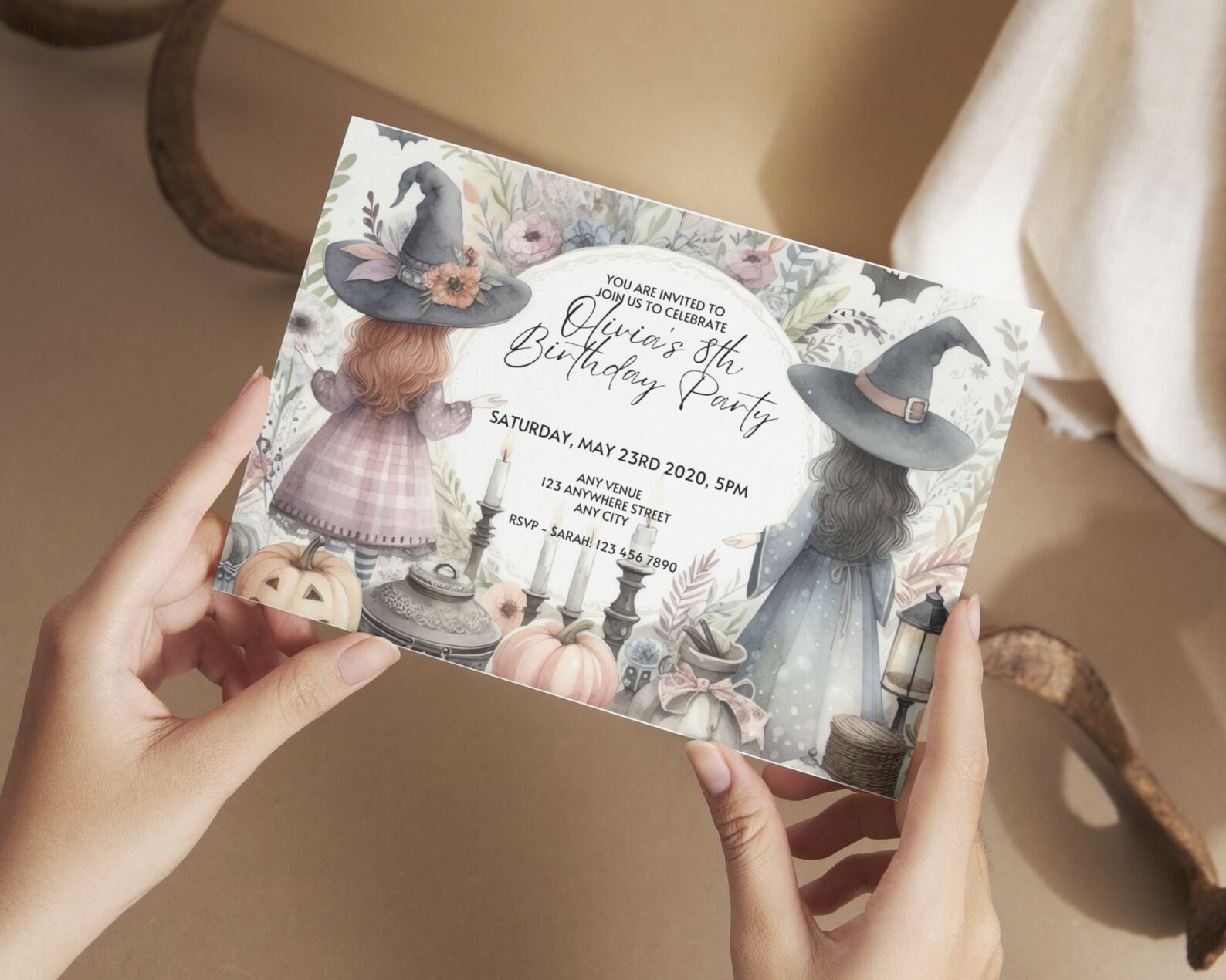 Editable Witch Birthday Invitation, Halloween Invitation, Witch ...