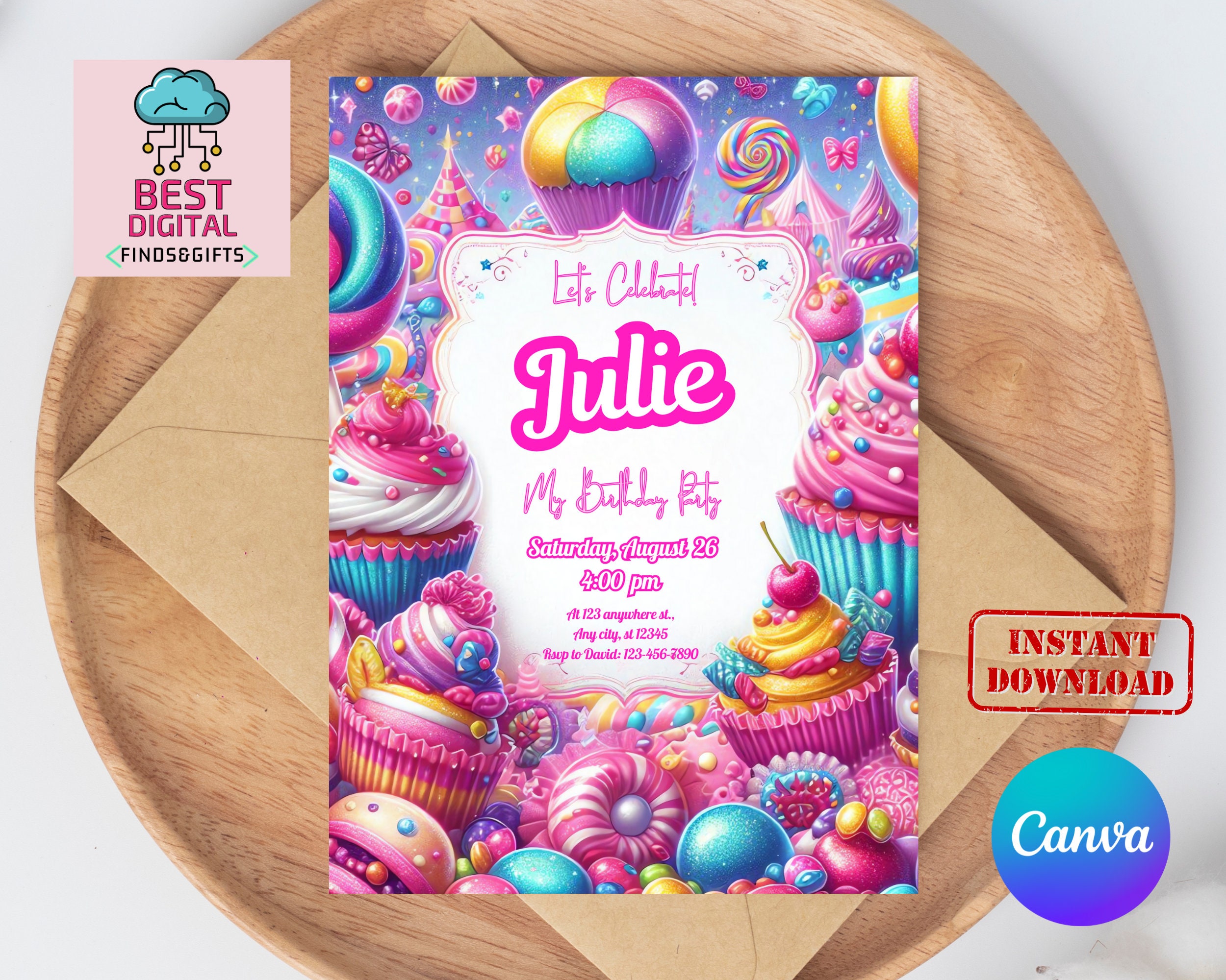 Candy Land Invitation, Candy Land Invites, Instant Download Candies ...