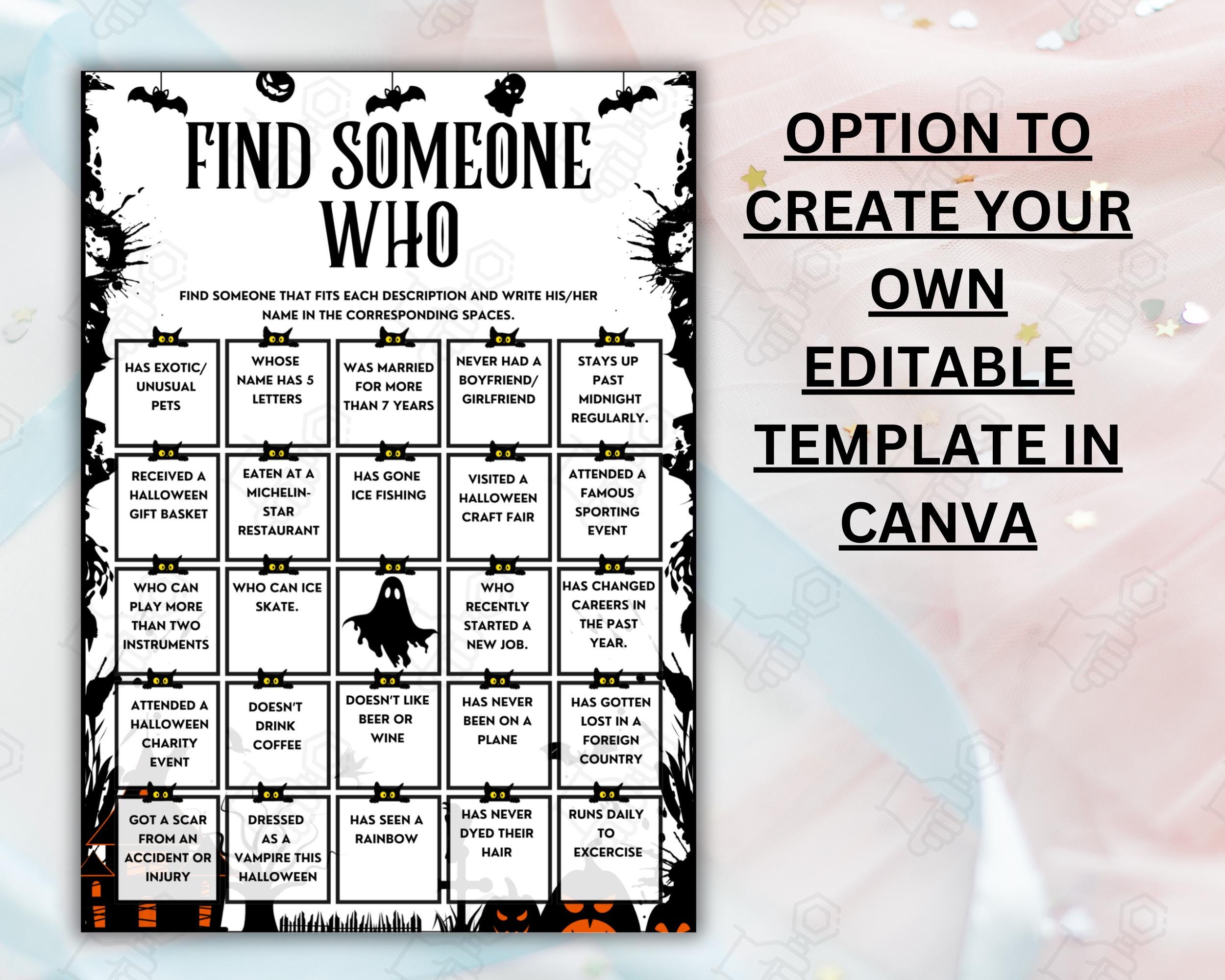 Get to Know You Bingo, Find Someone Who Bingo, Find the Guest Bingo ...