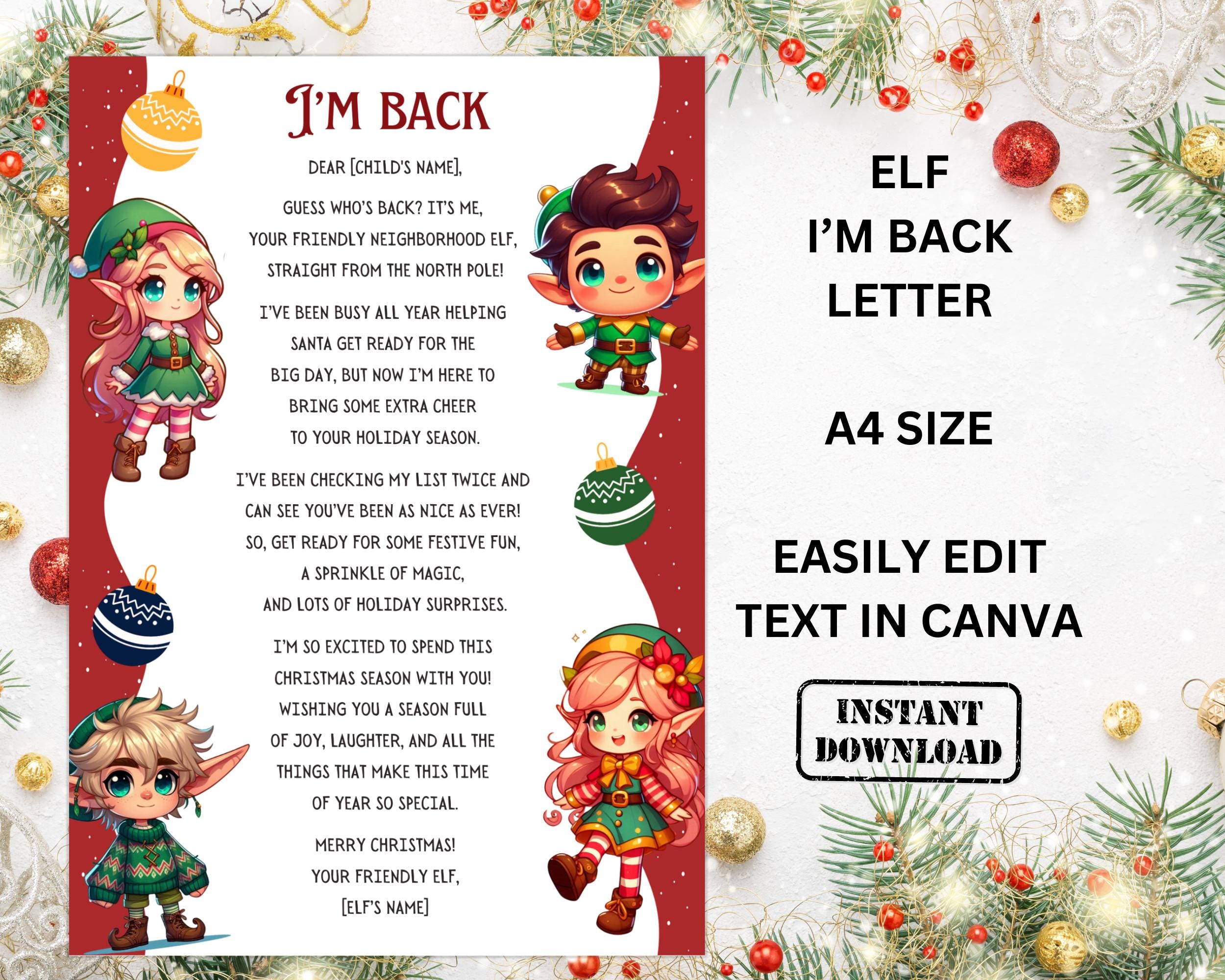 Editable Elf Letter, Elf Printable, Personalized Elf Letter, Elf on the ...
