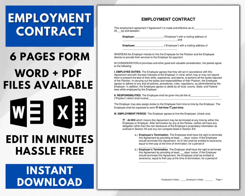 Employment Contract, Employment Contract Agreement, Employment Service ...