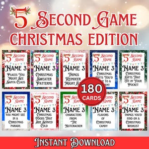 Christmas 5 Second Game, Printable Christmas Game, Christmas Party Game ...