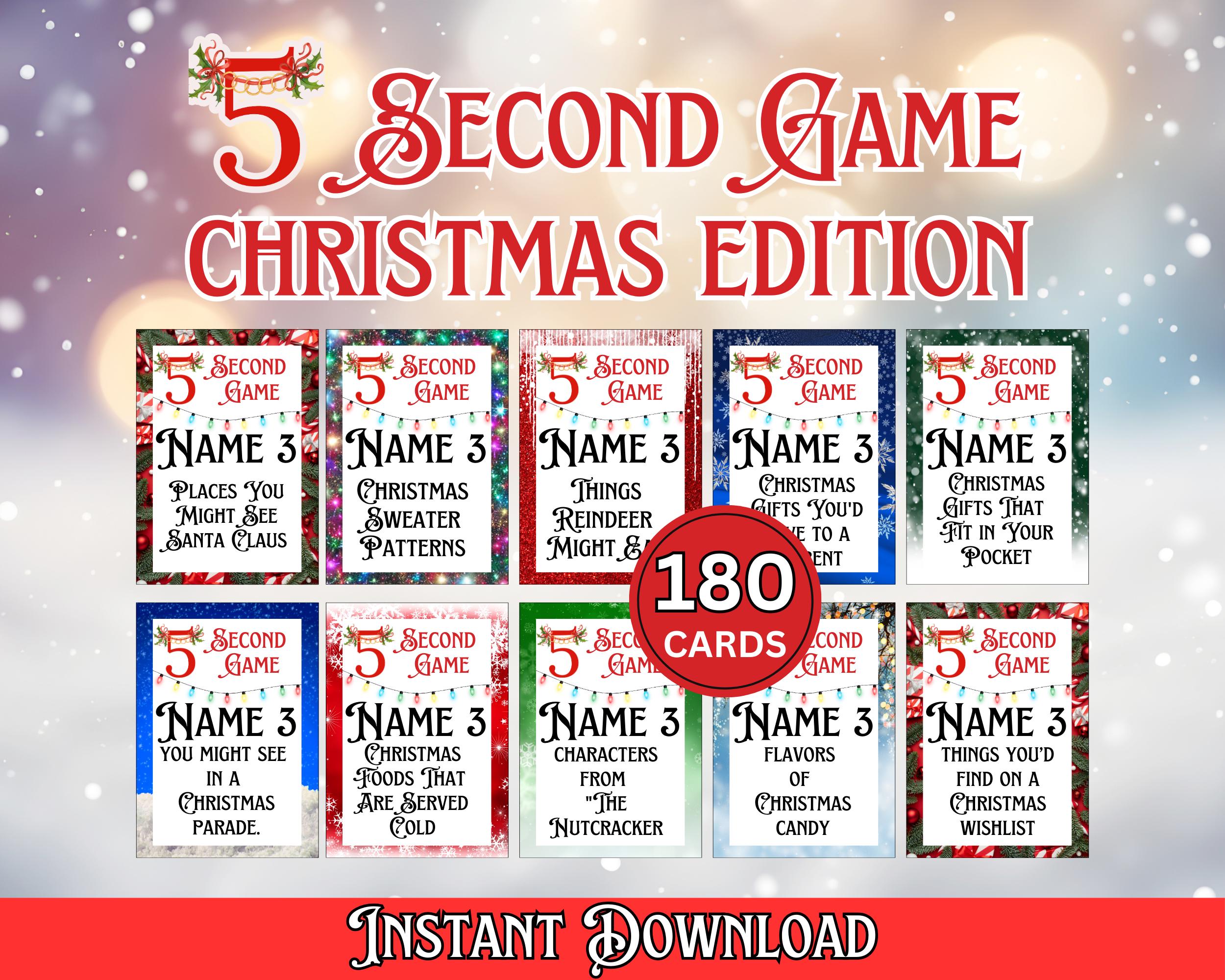 Christmas 5 Second Game, Printable Christmas Game, Christmas Party Game ...