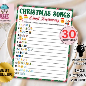 Christmas Emoji Pictionary Game, Christmas Printable Game, Holiday ...