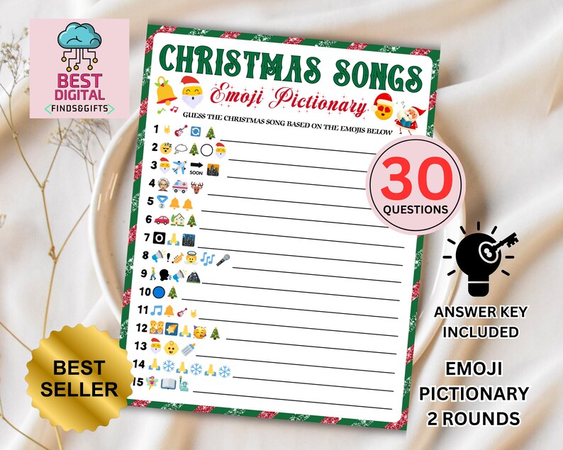 Christmas Emoji Pictionary Game, Christmas Printable Game, Holiday ...