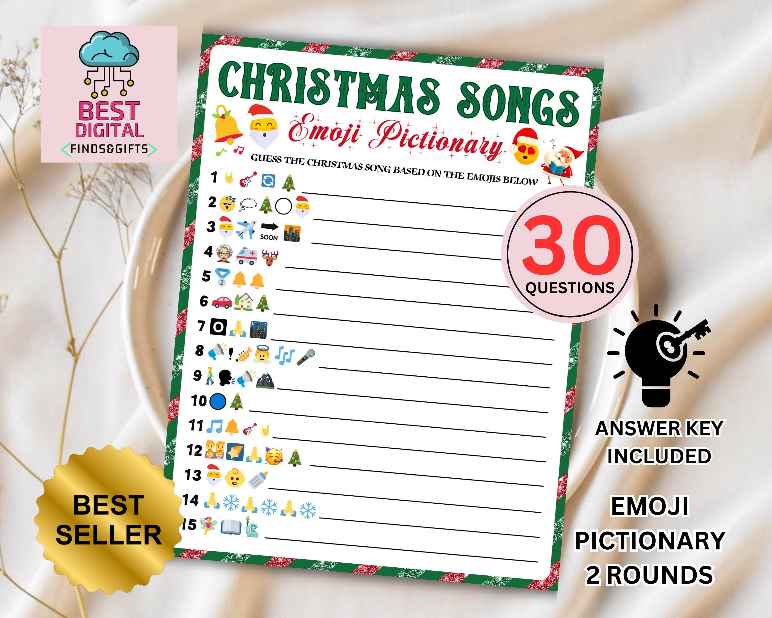 Christmas Emoji Pictionary Game, Christmas Printable Game, Holiday ...