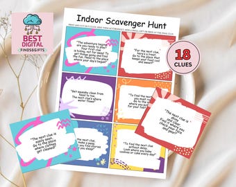 Indoor Scavenger Hunt Printable, Treasure Hunt for Kids Template ...