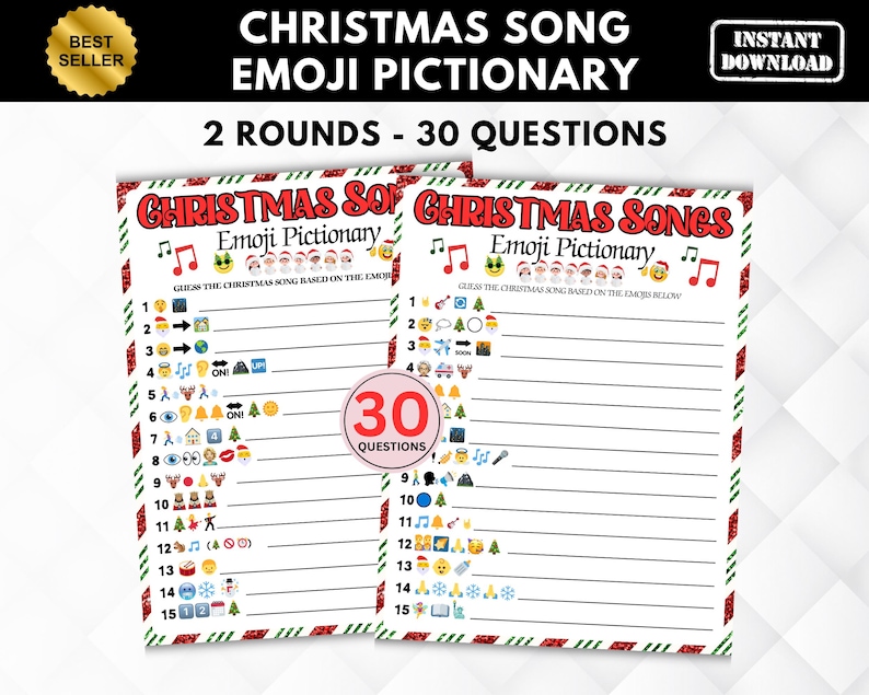 Christmas Emoji Pictionary Game, Christmas Printable Game, Holiday ...