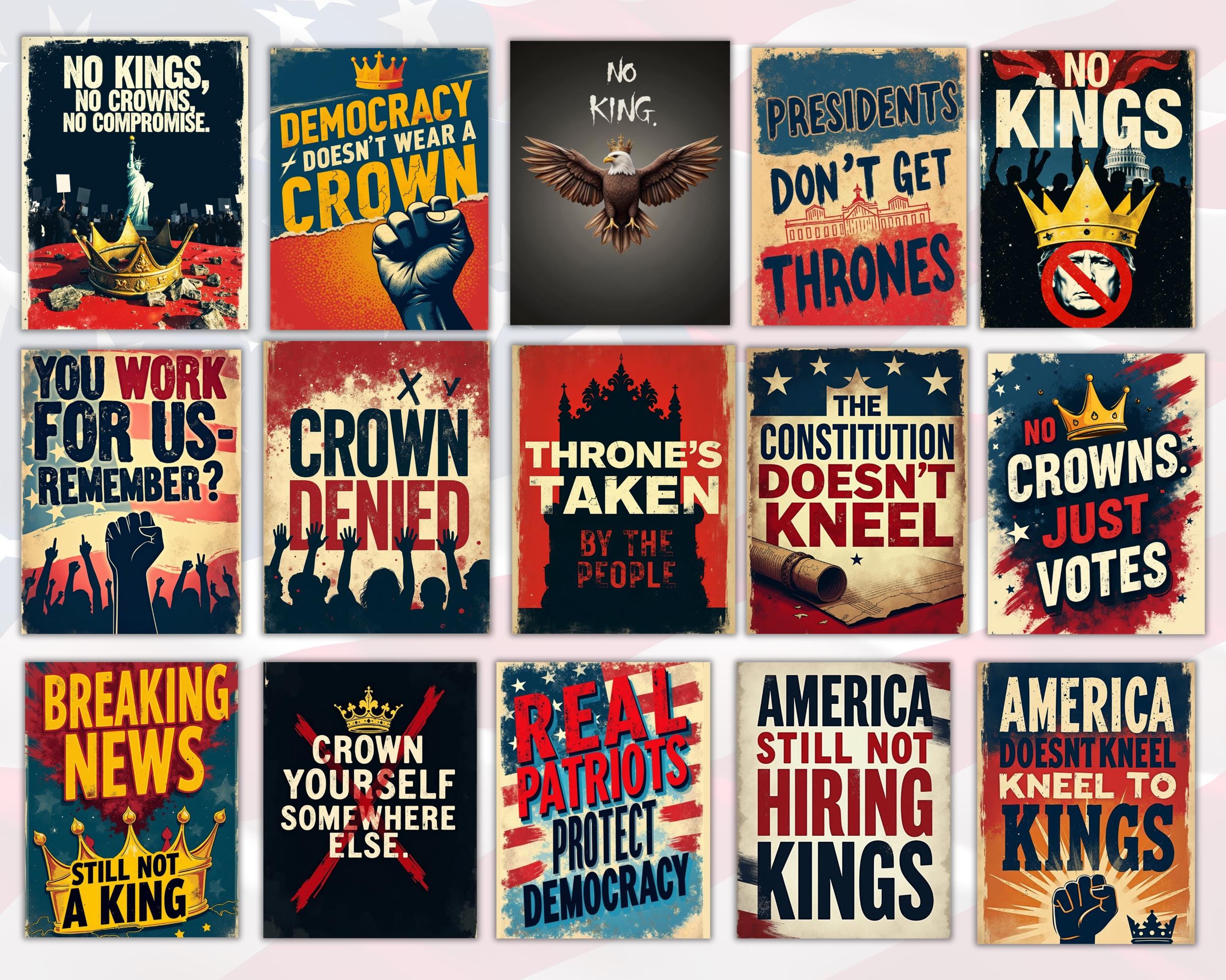 70 No Kings Day Printable Protest Signs, Political Poster Bundle ...