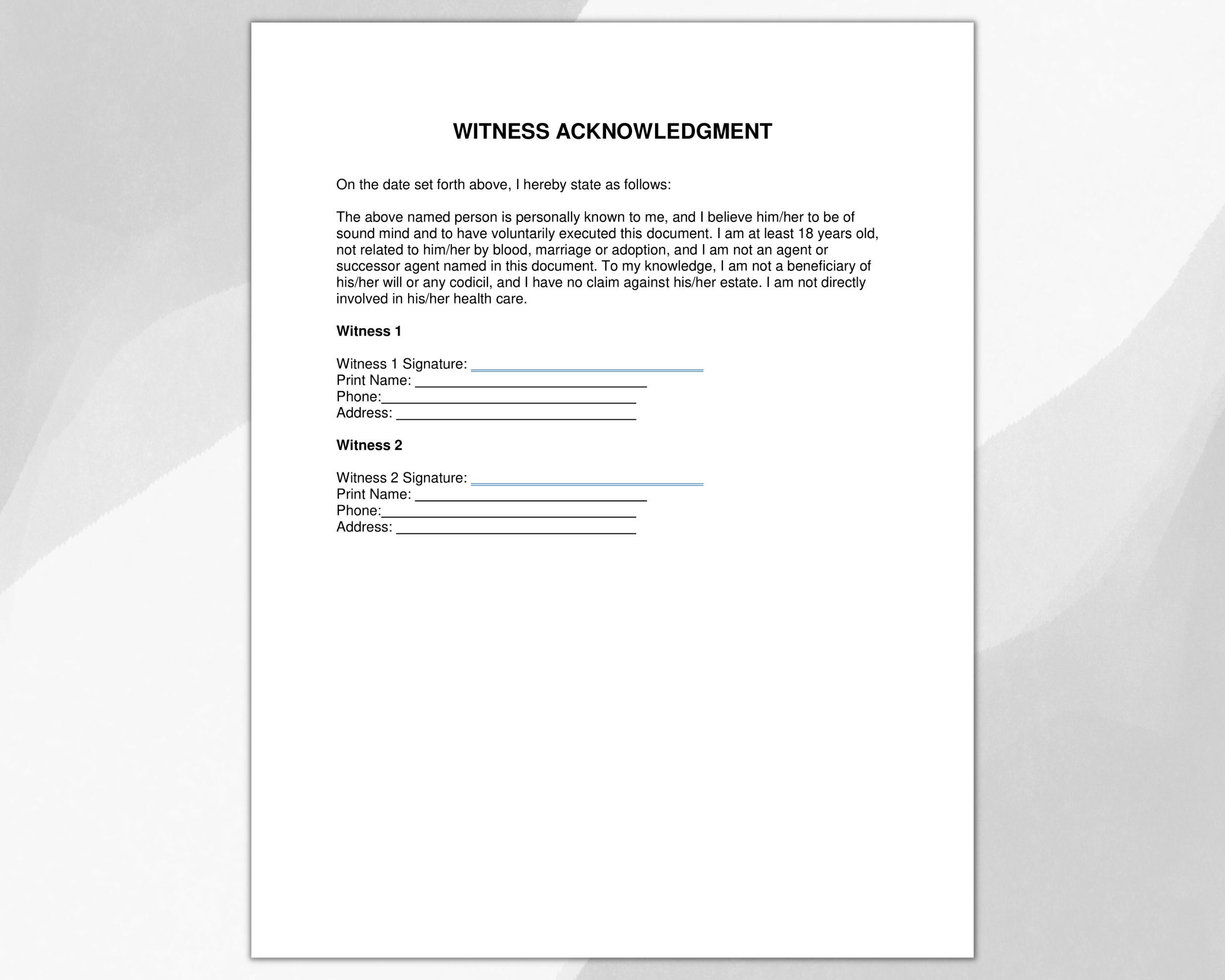 Living Will Form, Living Will Declaration, Living Will Template, Health ...