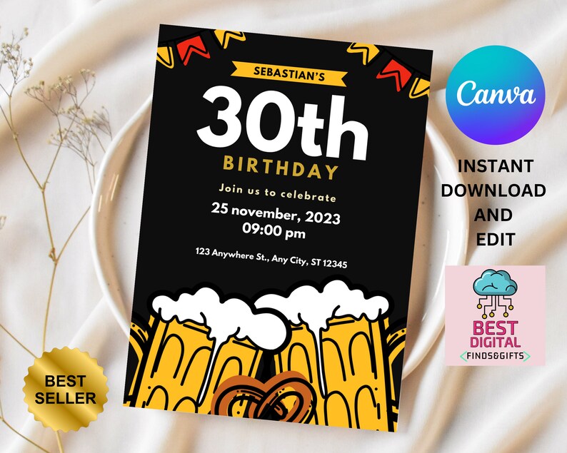 Editable Cheers and Beers Invitation, Beer Invitation, Birthday ...