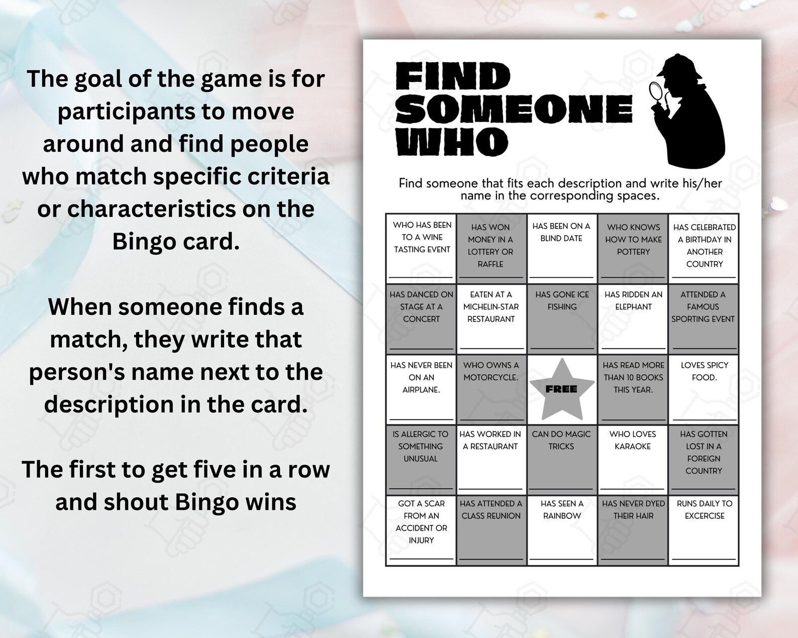 Get to Know You Bingo, Find Someone Who Bingo, Find the Guest Bingo ...