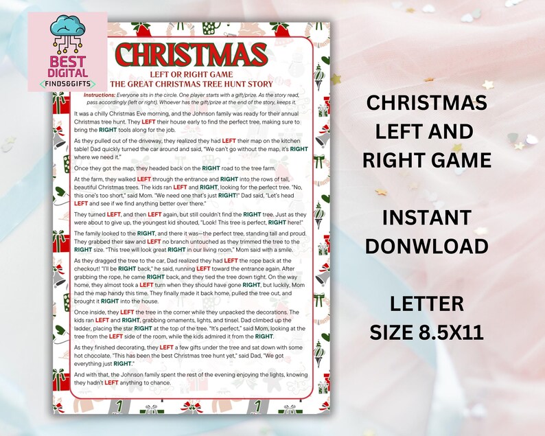 Christmas Left Right Game, Right Left Christmas Game, Christmas Pass ...