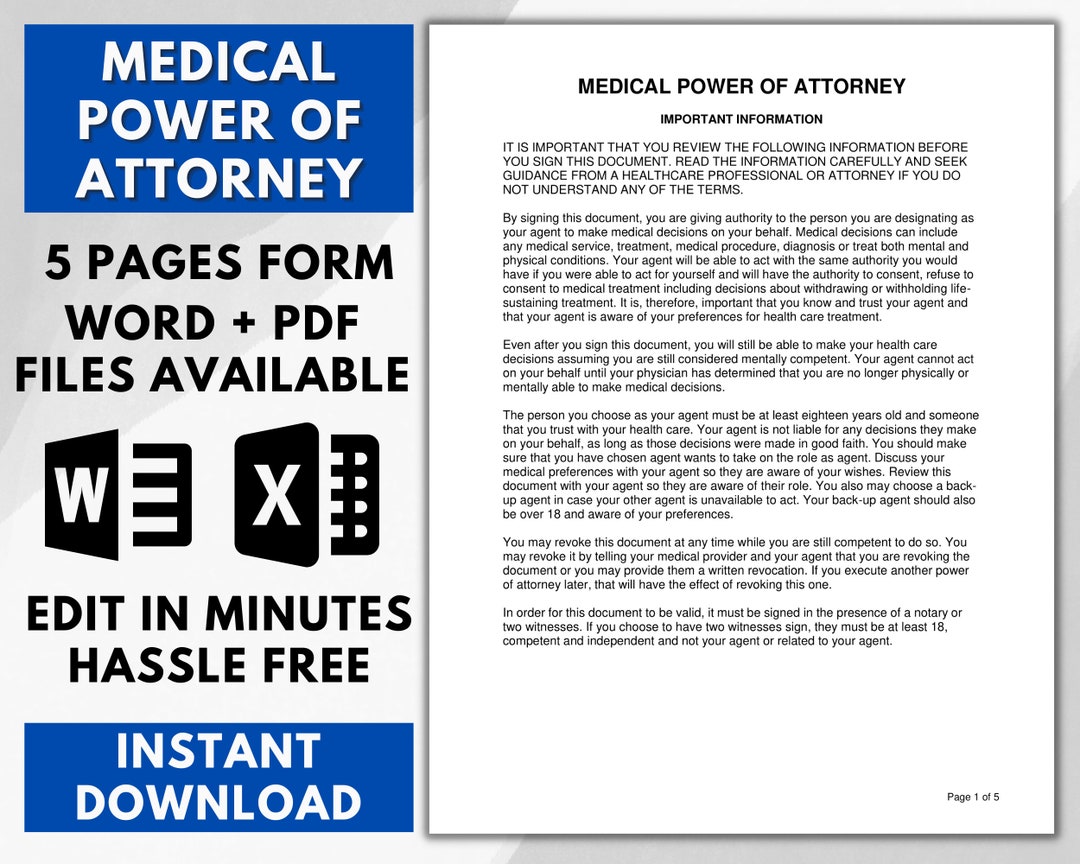 Medical Power of Attorney, Medical Power of Attorney (MPOA) Form ...
