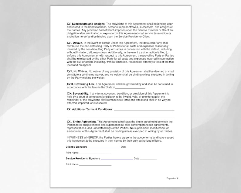 Service Contract Templates, Service Contract Form, Service Contract ...