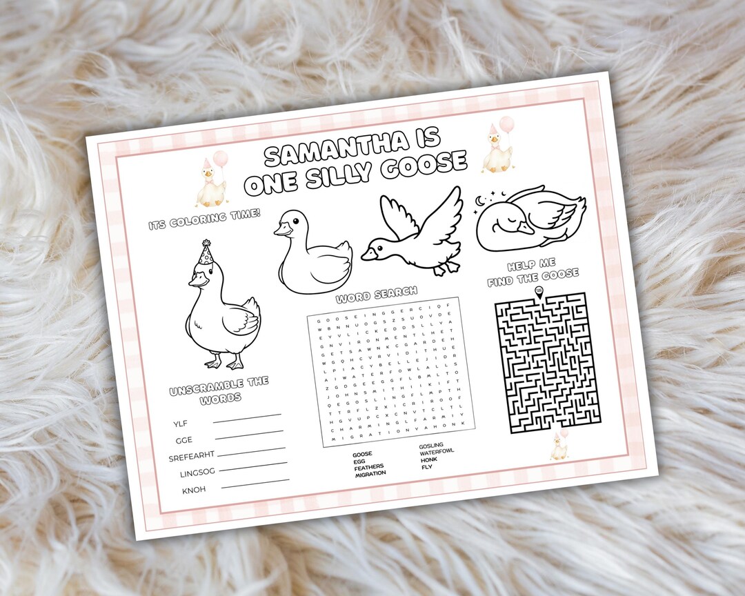 One Silly Goose Birthday Activity Sheet, One Silly Goose Coloring Page ...