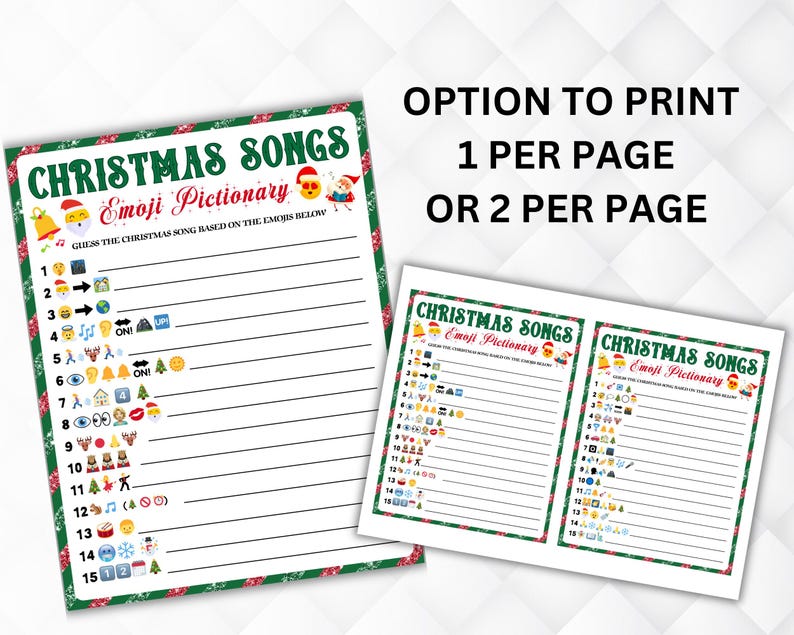 Christmas Emoji Pictionary Game, Christmas Printable Game, Holiday ...