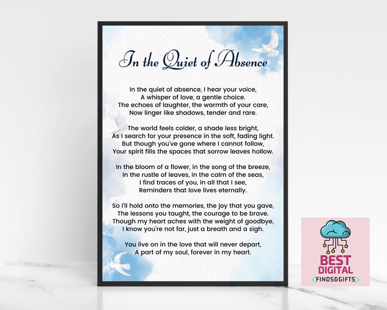 In the Quiet of Absence, Funeral Poem, Grief and Sorrow Poem ...