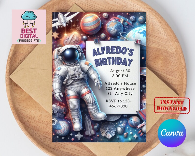 Editable Planet Birthday Invitation. Outer Space Invitation. Space ...