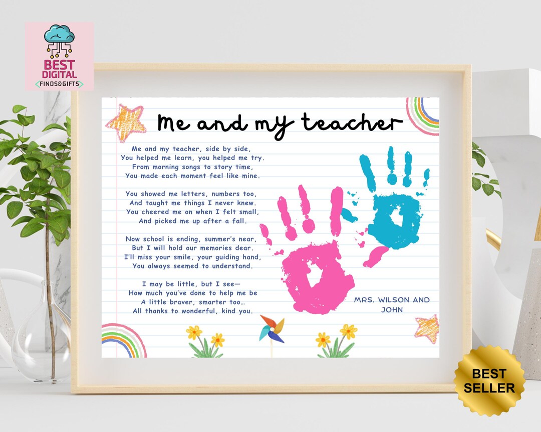 Me and My Teacher, Handprint Art Craft, End of School Poem, Preschool ...