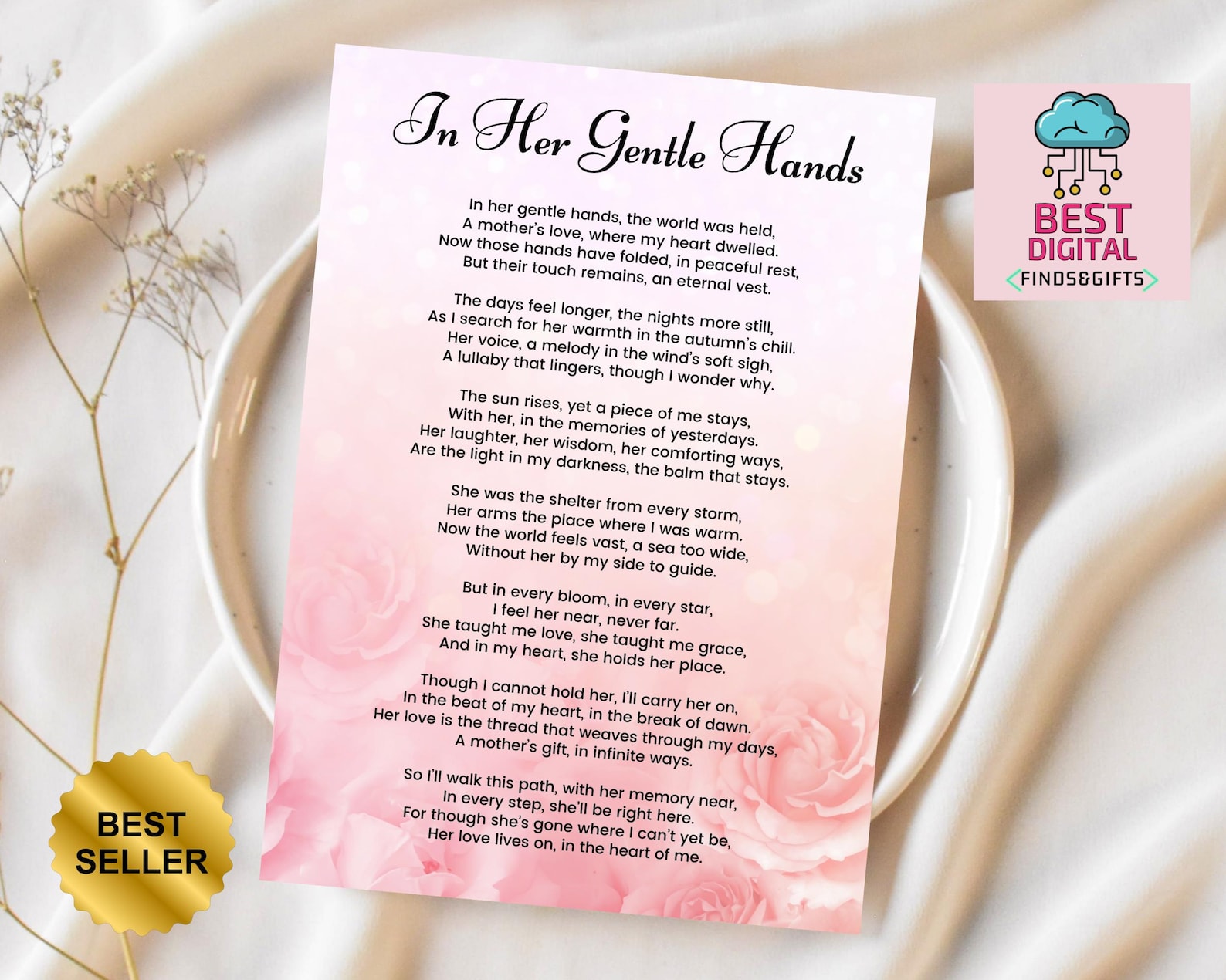 In Her Gentle Hands, Mother Funeral Poem, Grief and Sorrow Poem ...