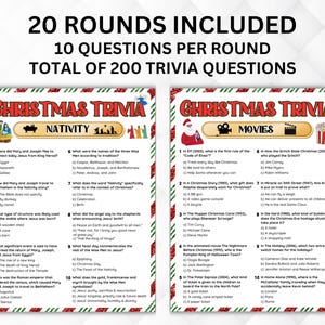 Printable Christmas Trivia Game, Christmas Party Game, Christmas Game ...