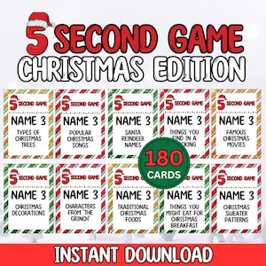Christmas 5 Second Game, Printable Christmas Game, Christmas Party Game ...
