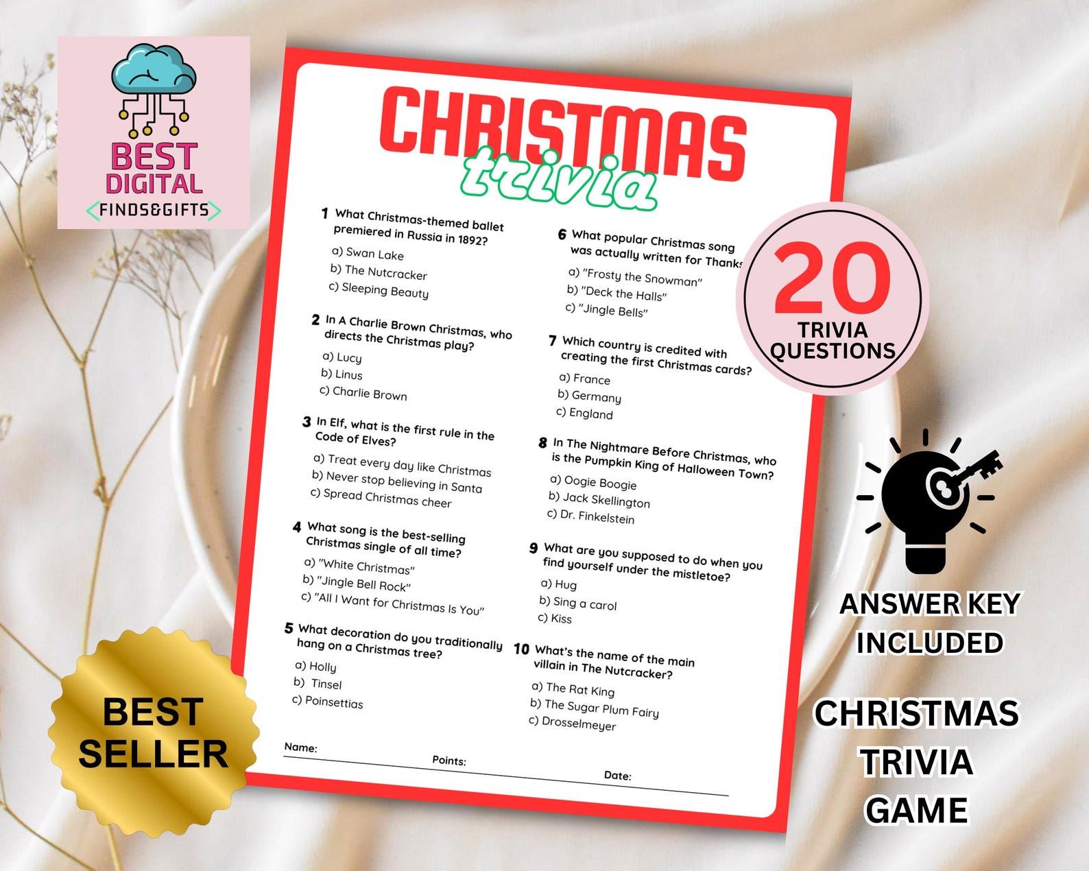 Printable Christmas Trivia Game, Christmas Party Game, Christmas Game ...