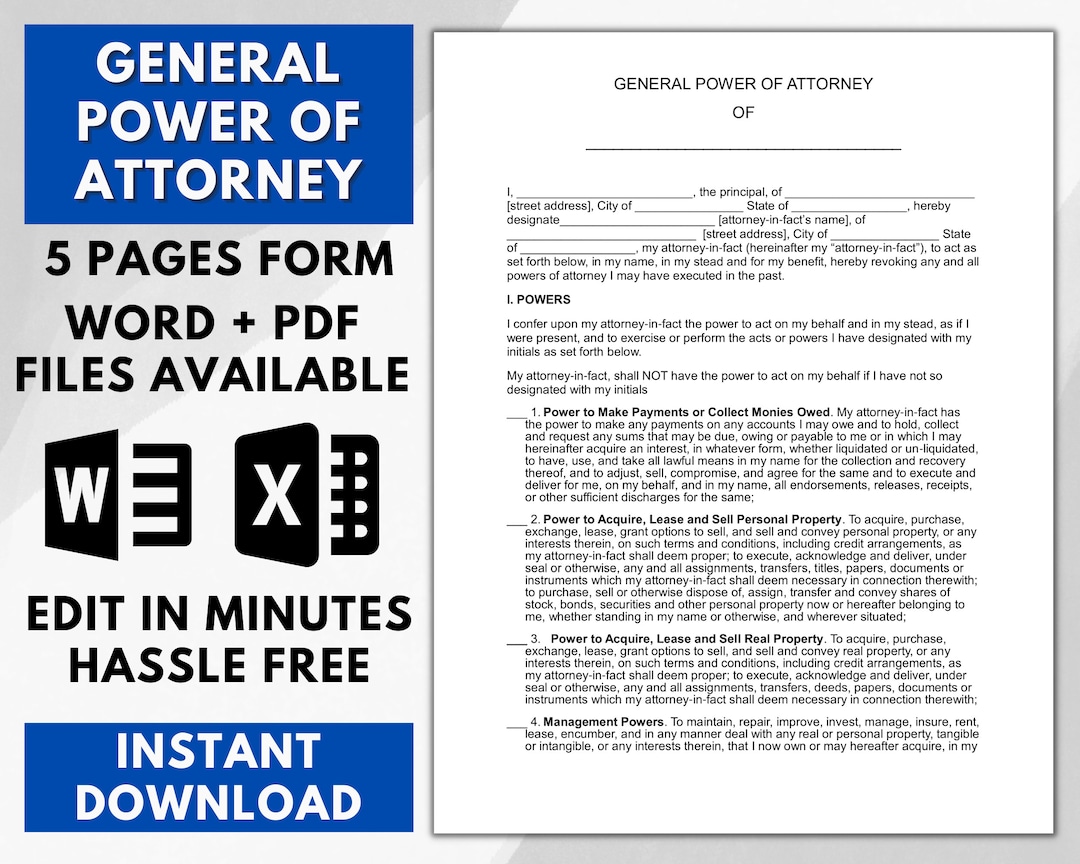 General Power of Attorney, General Power of Attorney Form, General ...