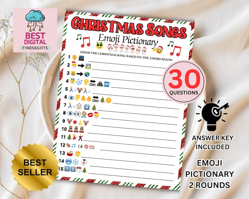 Christmas Emoji Pictionary Game, Christmas Printable Game, Holiday ...