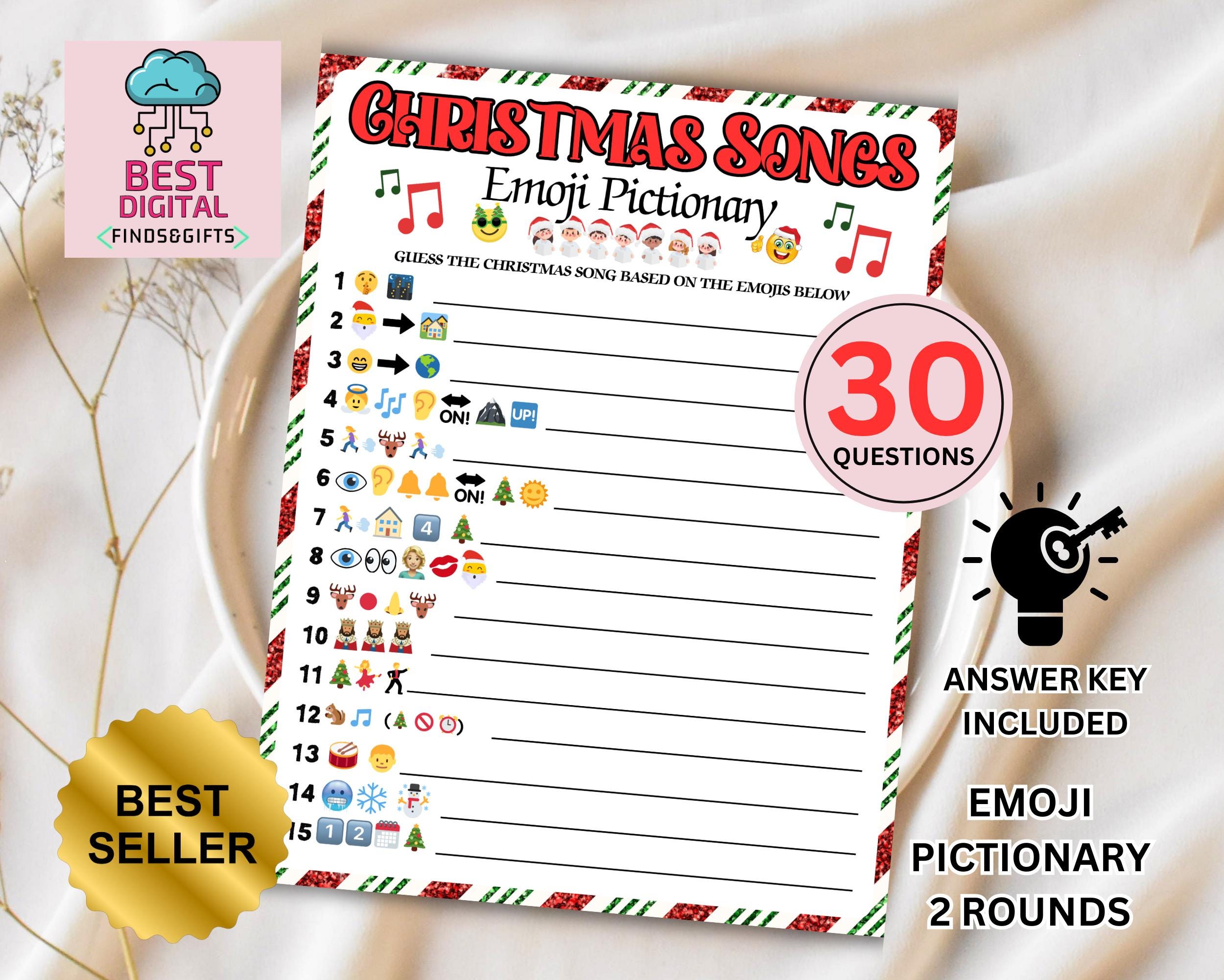 Christmas Emoji Pictionary Game, Christmas Printable Game, Holiday ...