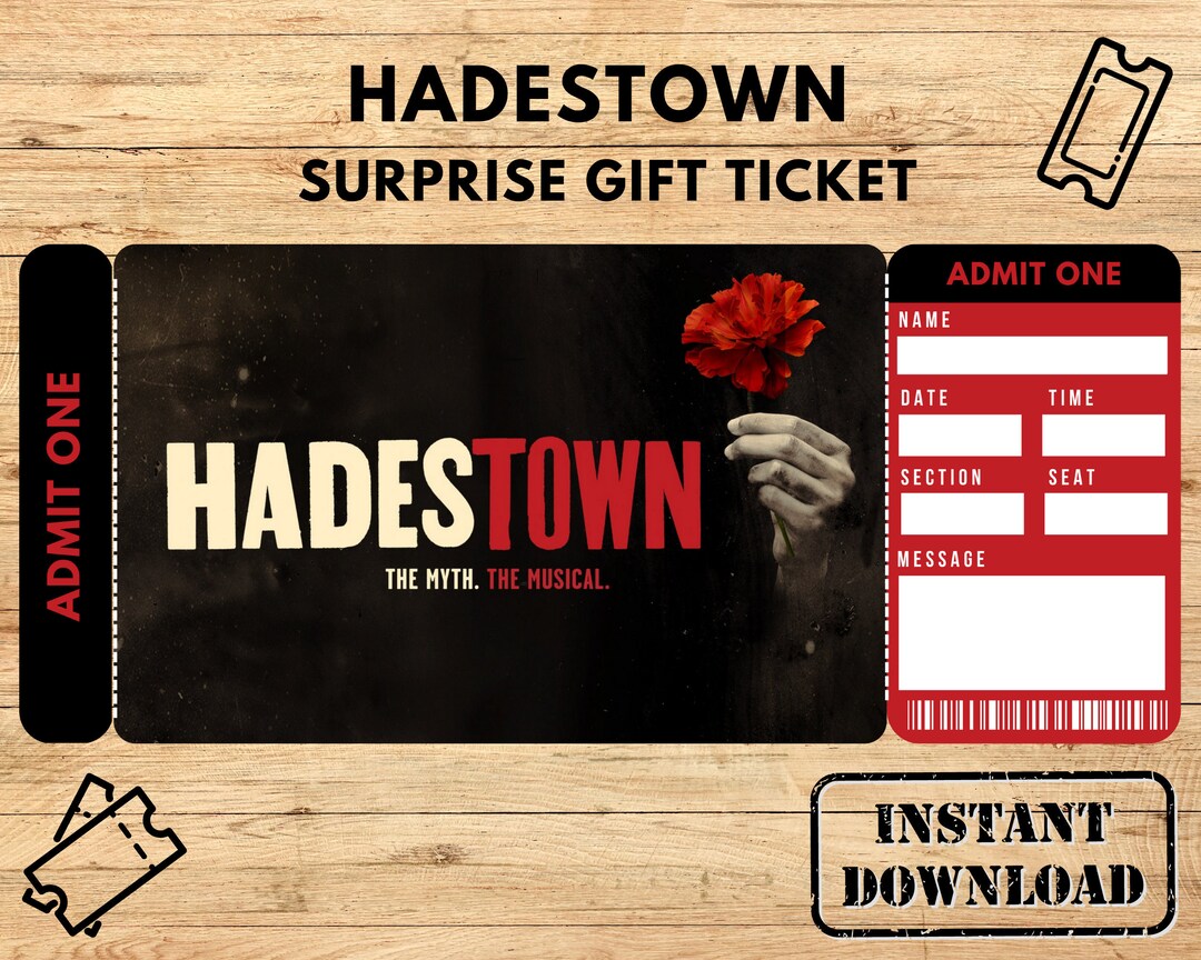 Printable HADESTOWN Broadway Ticket, Hadestown Surprise Musical ...