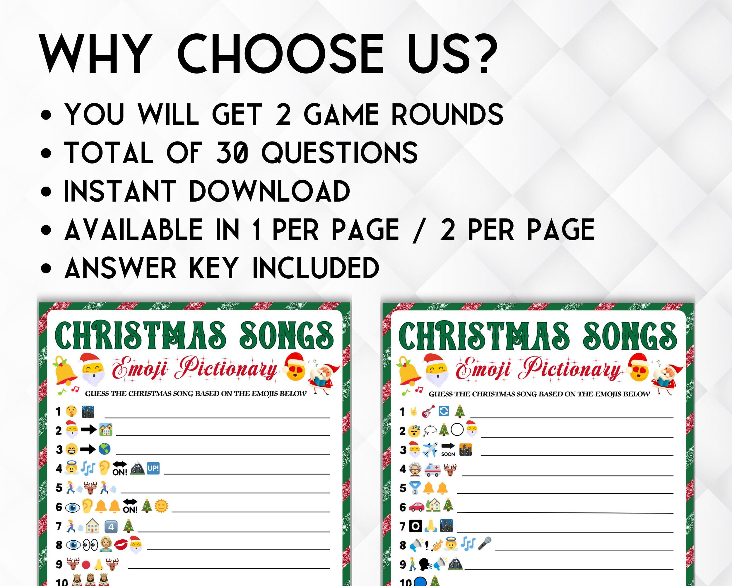 Christmas Emoji Pictionary Game, Christmas Printable Game, Holiday ...