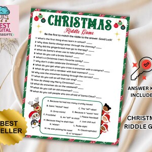 Christmas Riddle Game Christmas Game Printable Fun Holiday Party Game ...