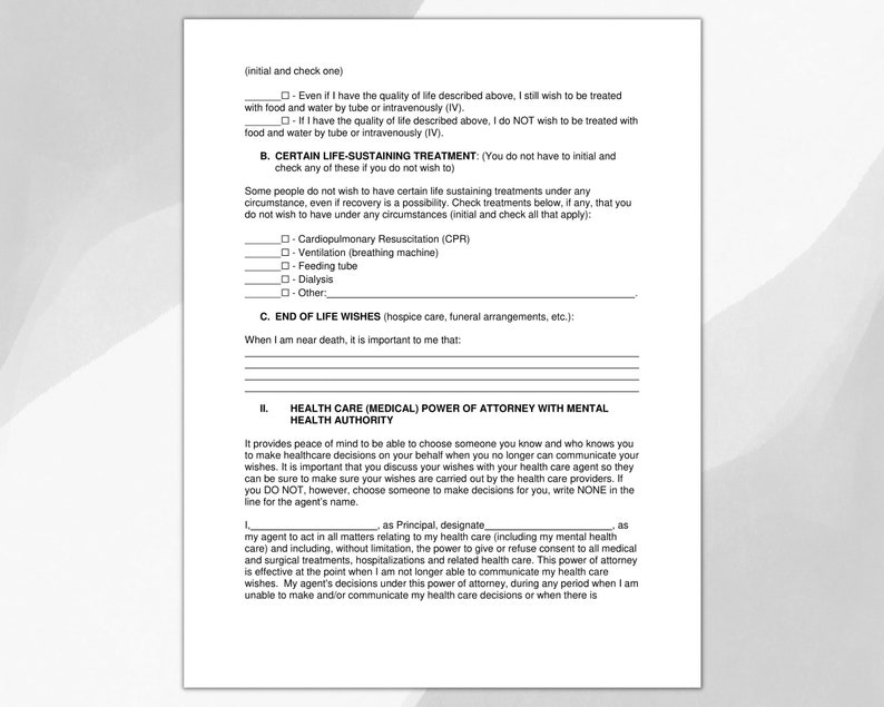 Living Will Form, Living Will Declaration, Living Will Template, Health ...