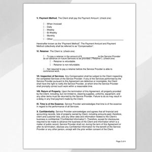 Service Contract Templates, Service Contract Form, Service Contract ...